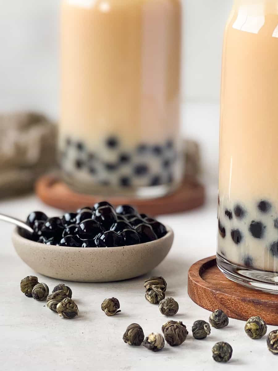 Easy Homemade Jasmine Green Milk Tea with Boba