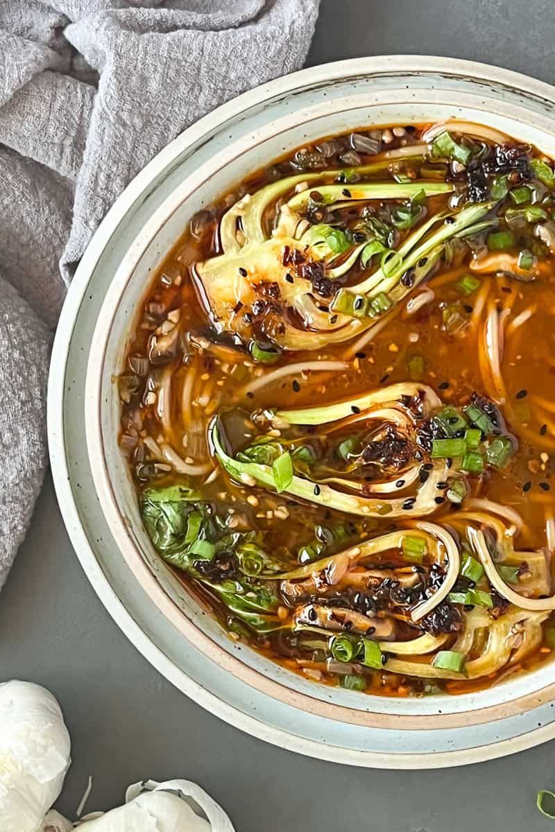 Garlic Bok Choy Noodle Soup (Ready in 15 Minutes)