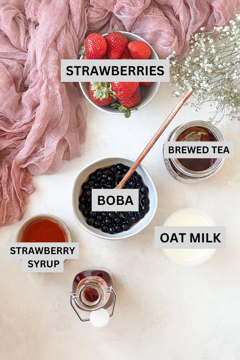 Creamy Strawberry Boba Tea